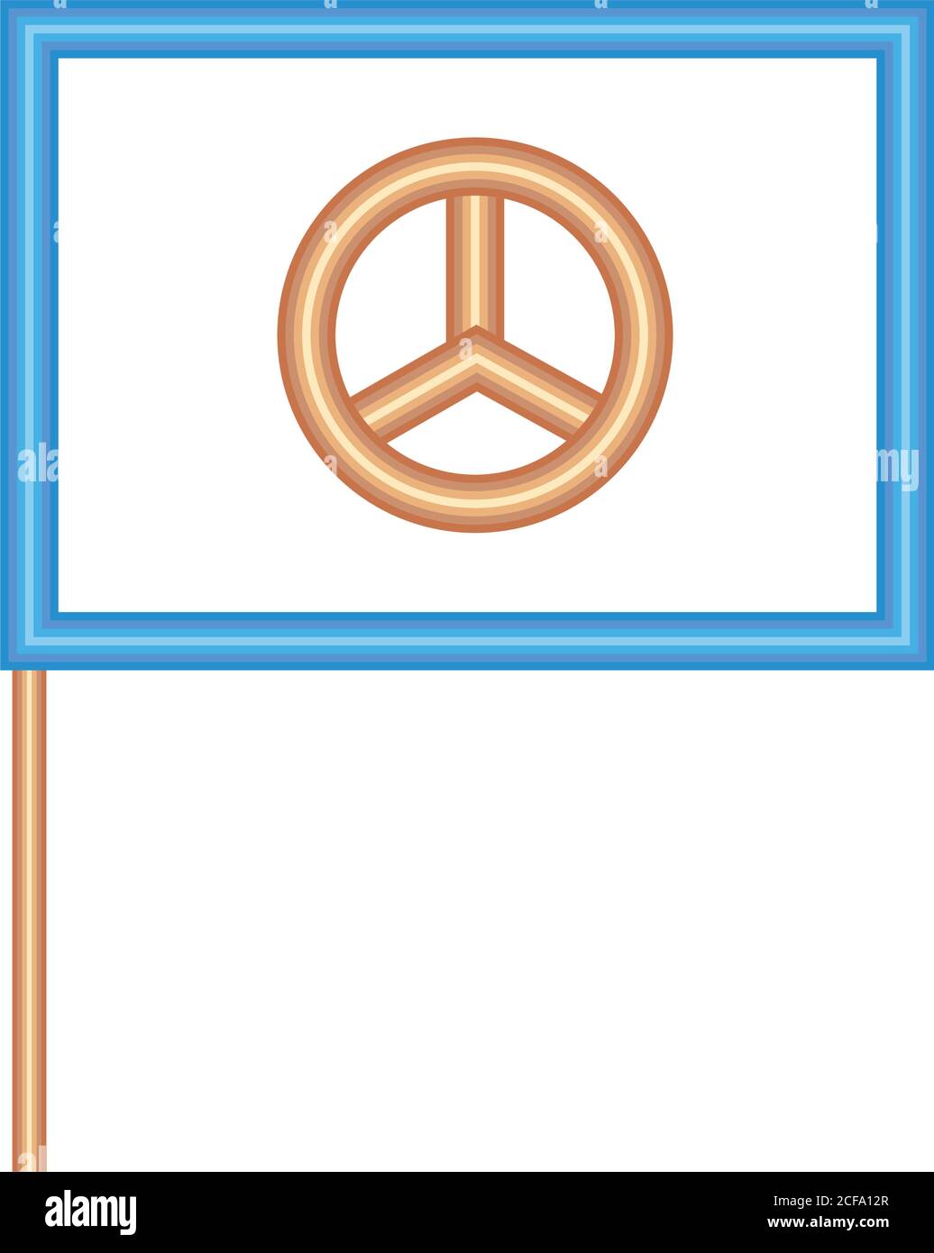 flag with peace symbol icon over white background, neon style, vector ...