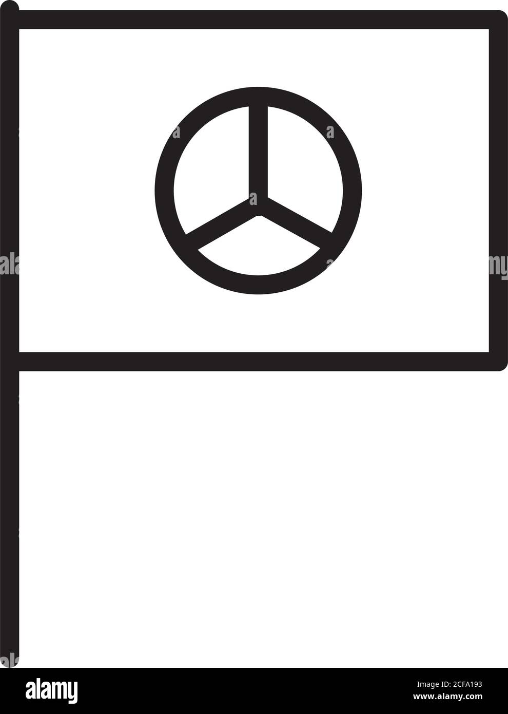 flag with peace symbol icon over white background, line style, vector ...