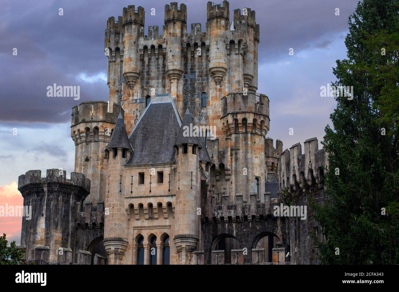 Low angle shot of the Butron Castle in Spain Stock Photo - Alamy