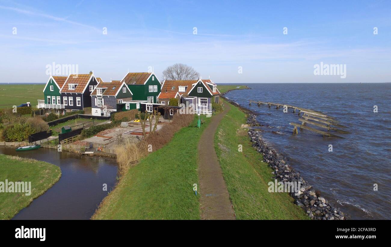 Historic typical dutch wooden houses in Marken Stock Photo - Alamy