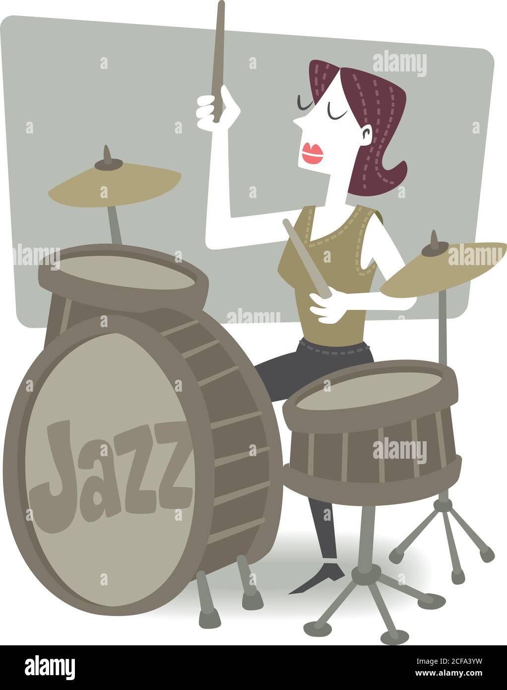 Drummer Girl Cartoon