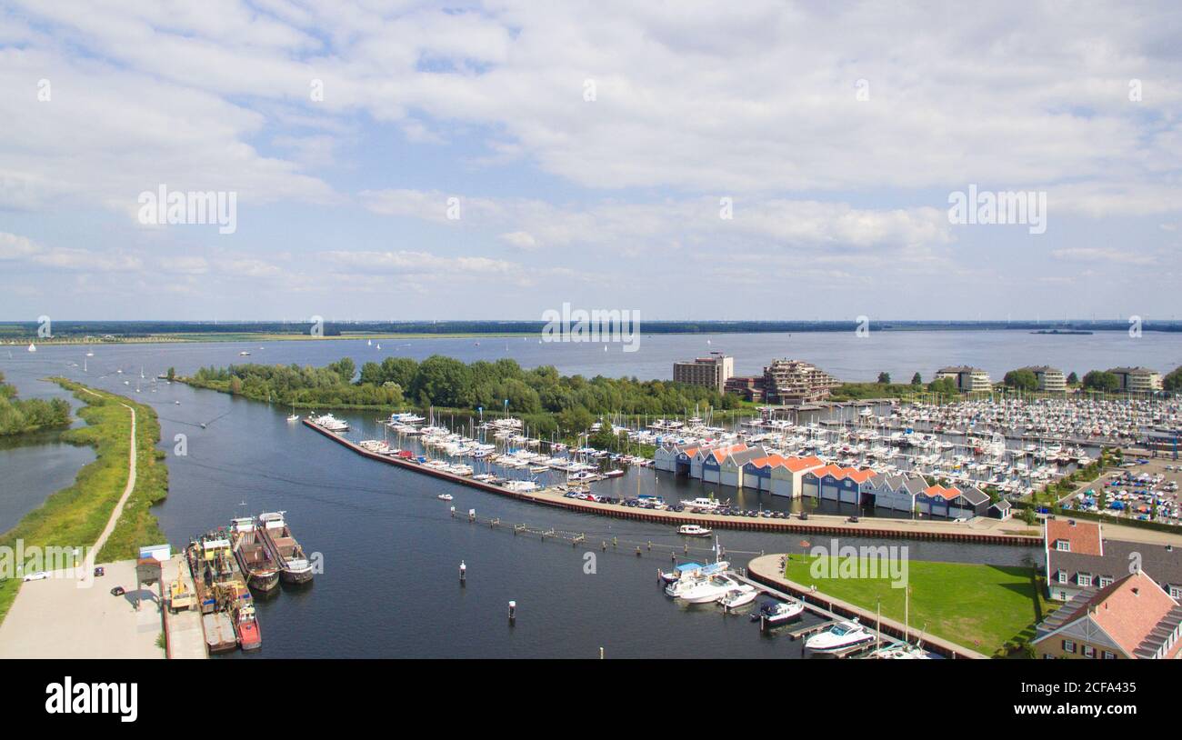 Aerial view on the nautical district in Huizen, Netherlands Stock Photo ...