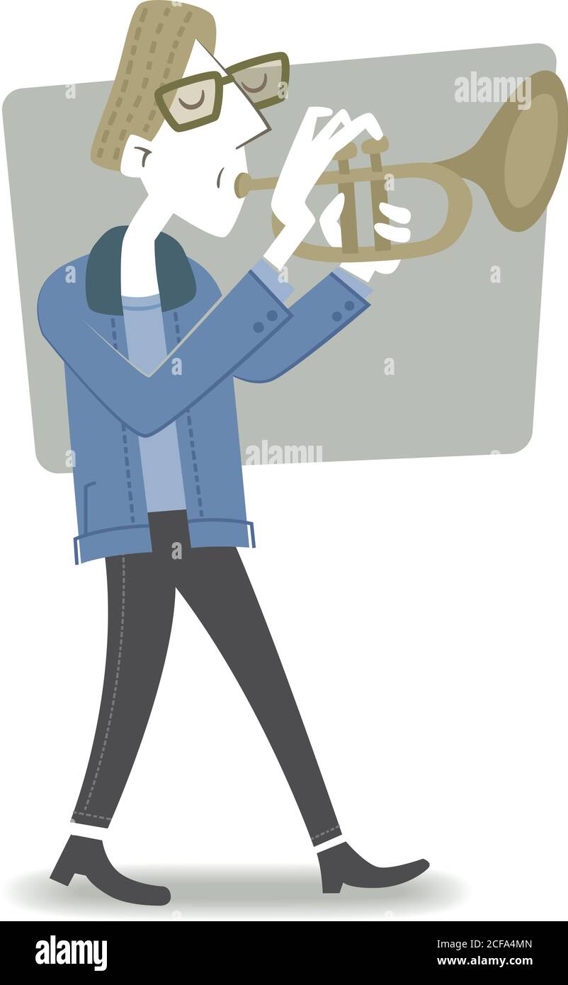 Retro style illustration of a man playing the trumpet Stock Vector ...