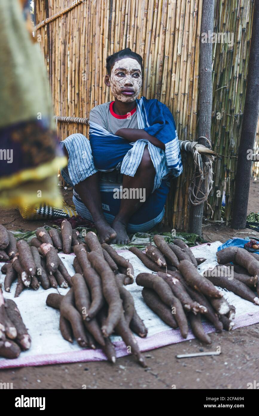 Madagascar - JULY 6, 2019: Exotic ethnic person in multi coloured ...