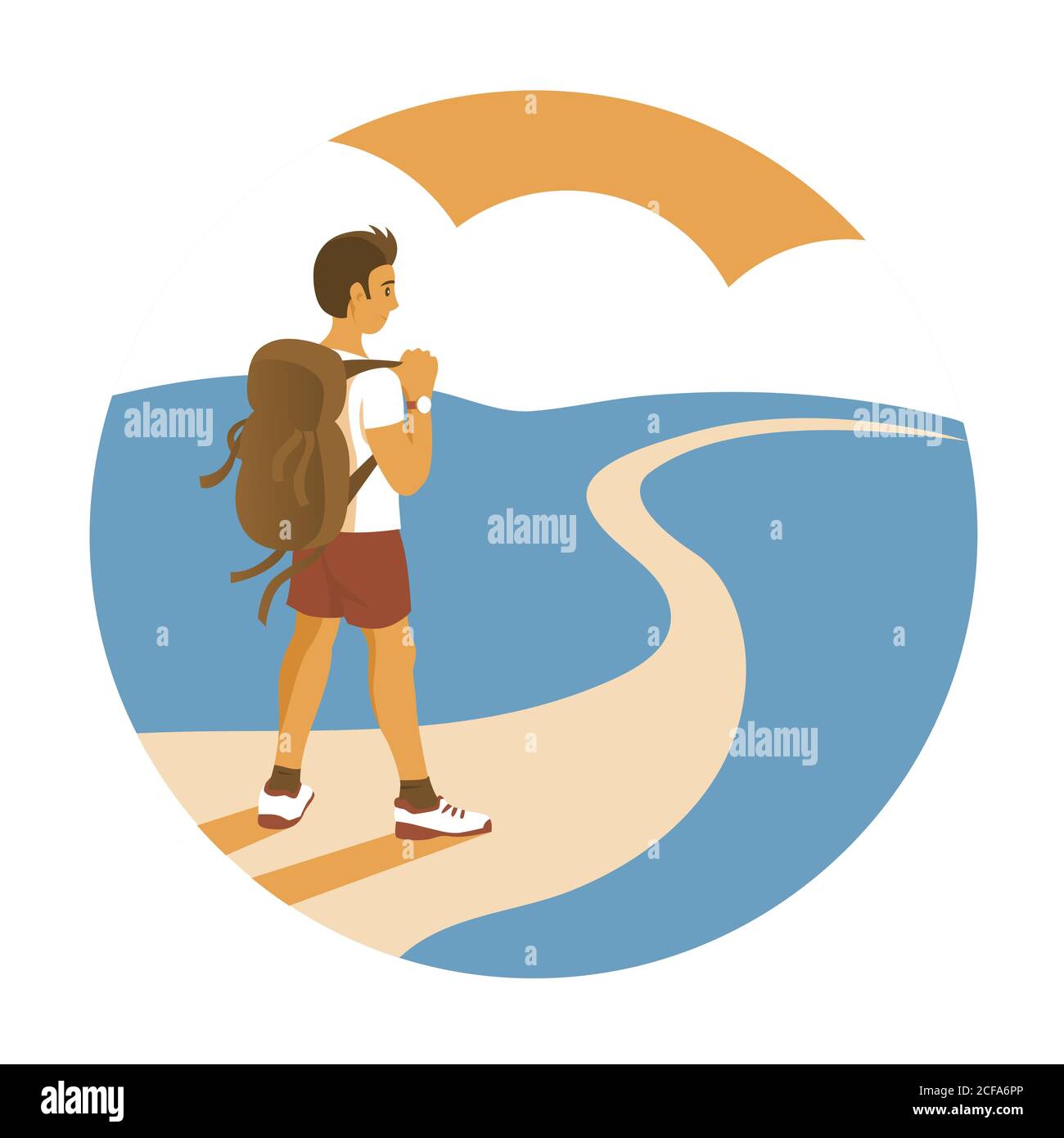 Lifestyle nature walk vector backpack person Cut Out Stock Images ...