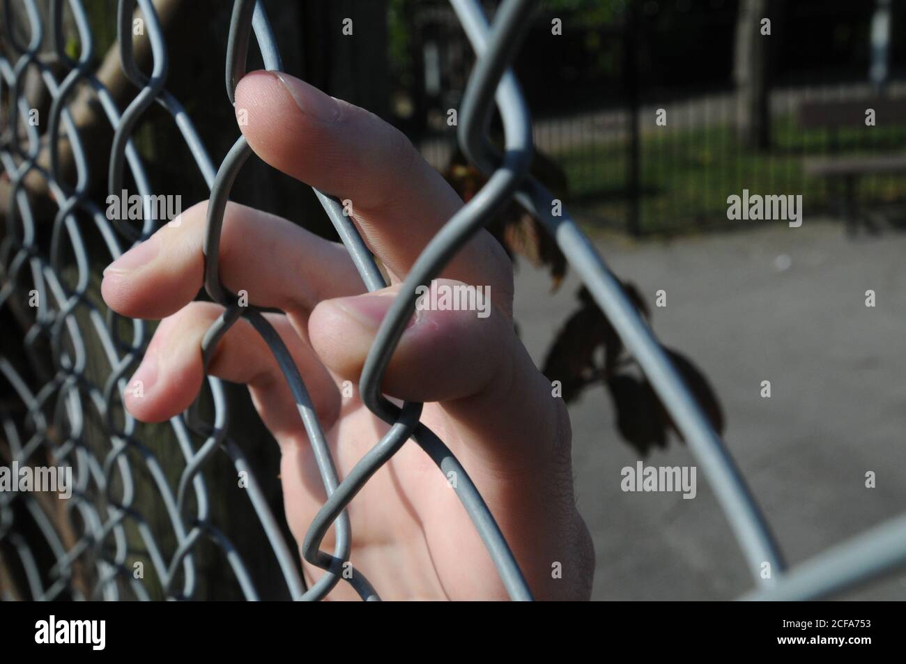 Hand fence chainlink fence hi-res stock photography and images - Alamy