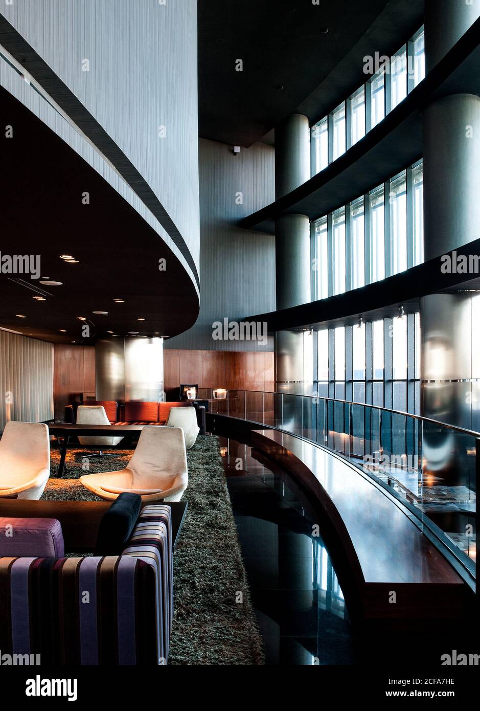 Comfortable cafe in hallway of office building with luxury interior ...