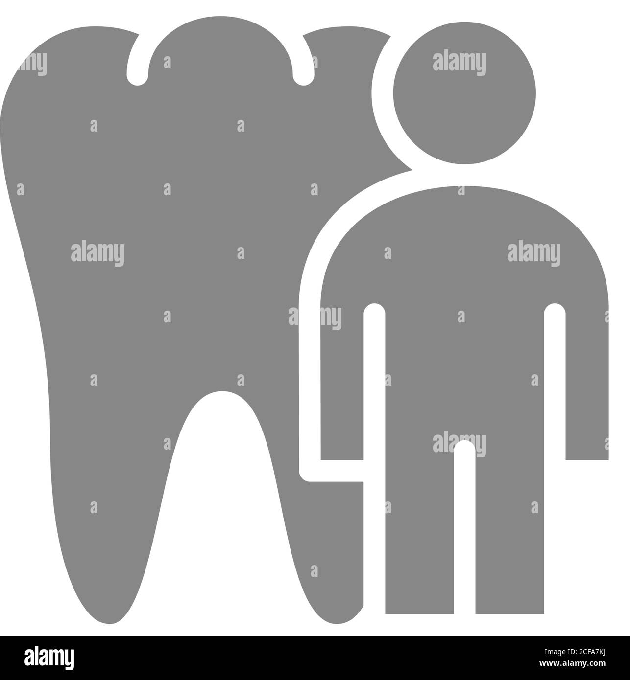 Tooth with man gray icon. Organ in the oral cavity symbol Stock Vector ...