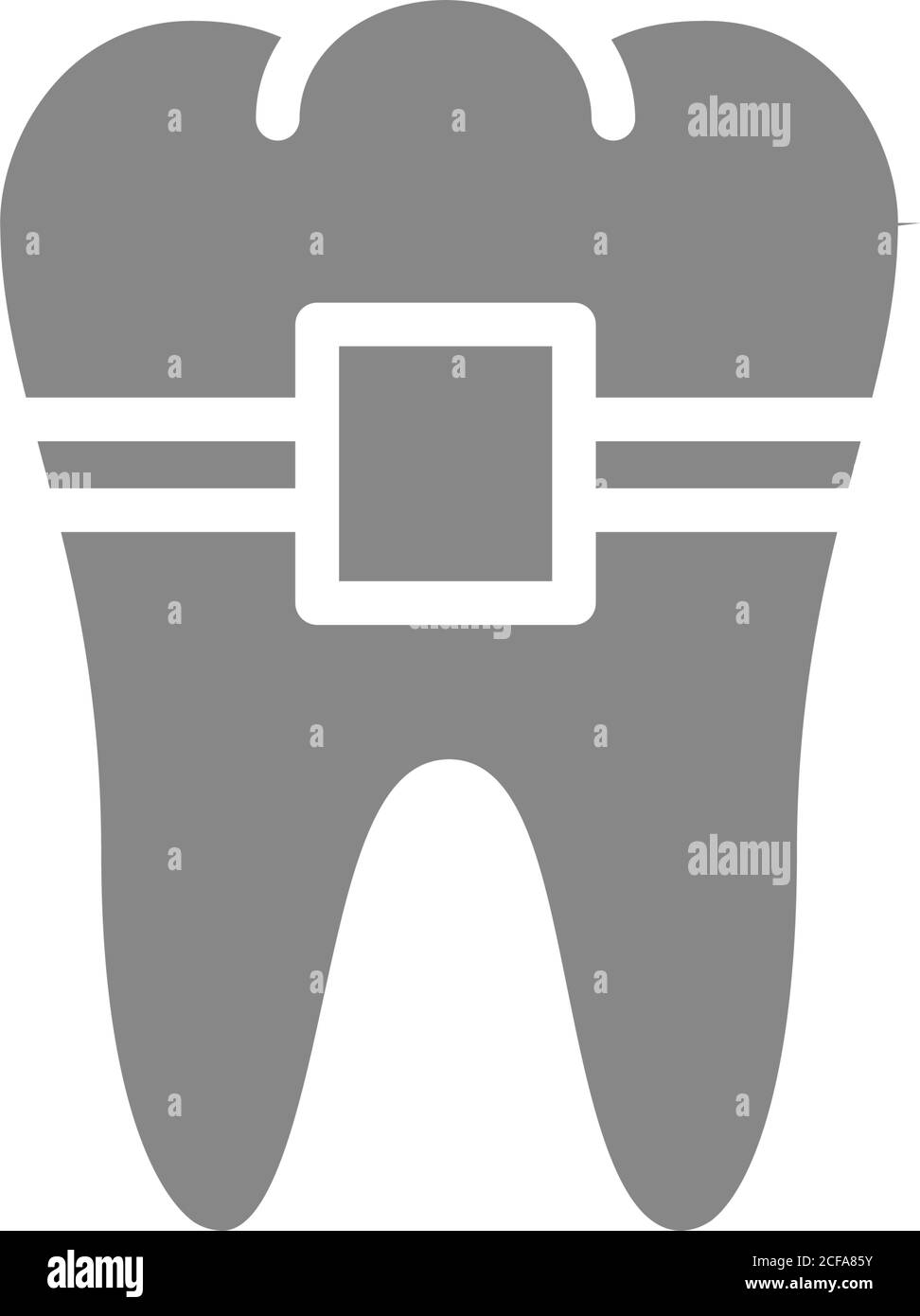 Tooth with braces gray icon. Orthodontic treatment symbol Stock Vector ...