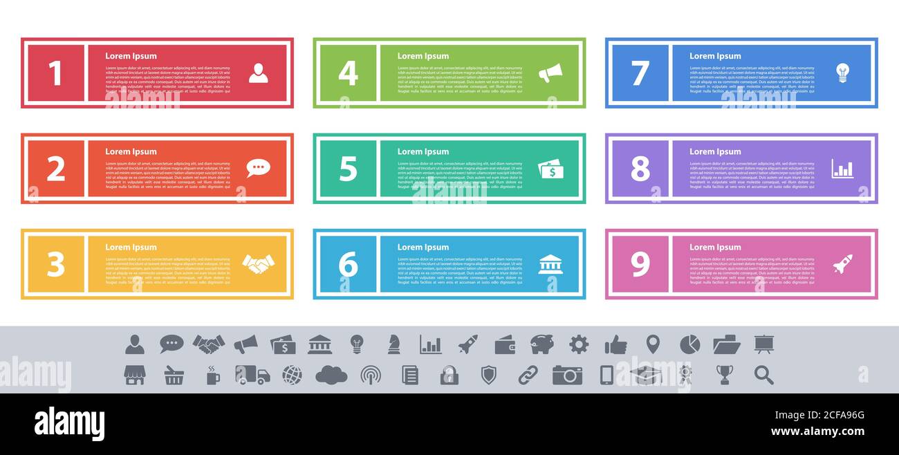 Infographic design business concept vector illustration with 9 steps or ...