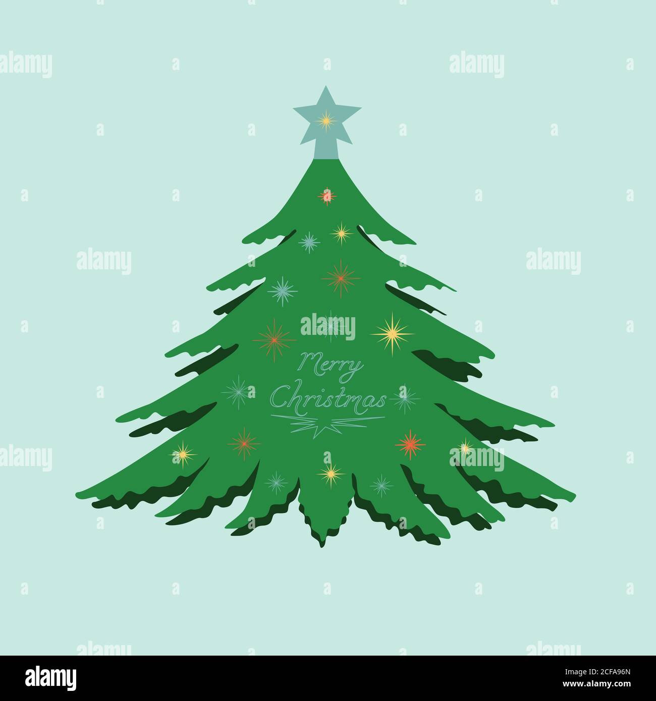 Christmas tree. Decorated Christmas tree. Isolated vector illustrations ...