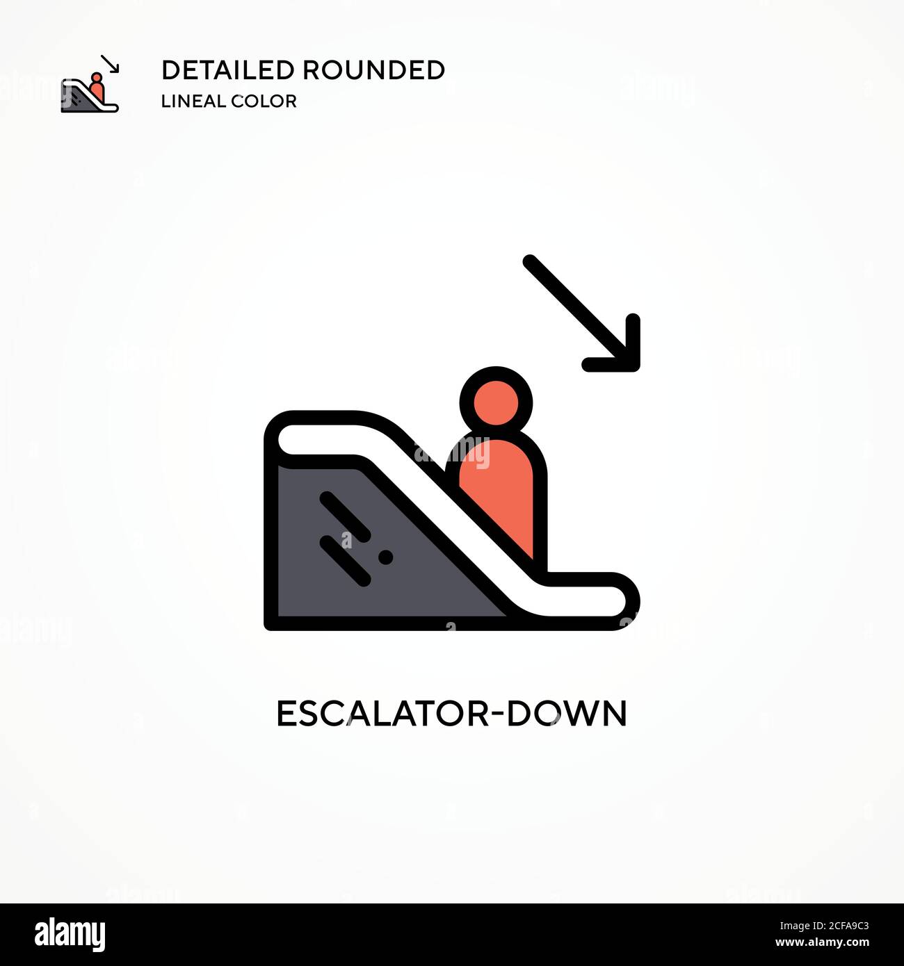 Escalator-down vector icon. Modern vector illustration concepts. Easy ...