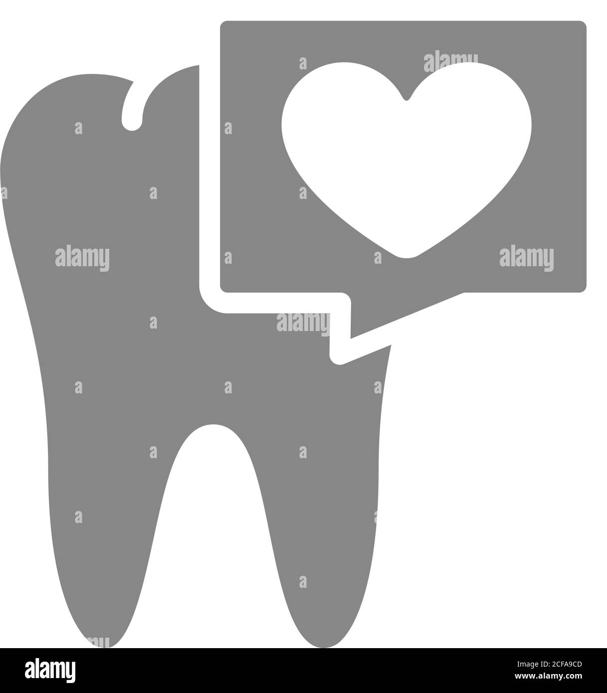 Tooth with heart in chat bubble gray icon. Healthy organ symbol Stock ...
