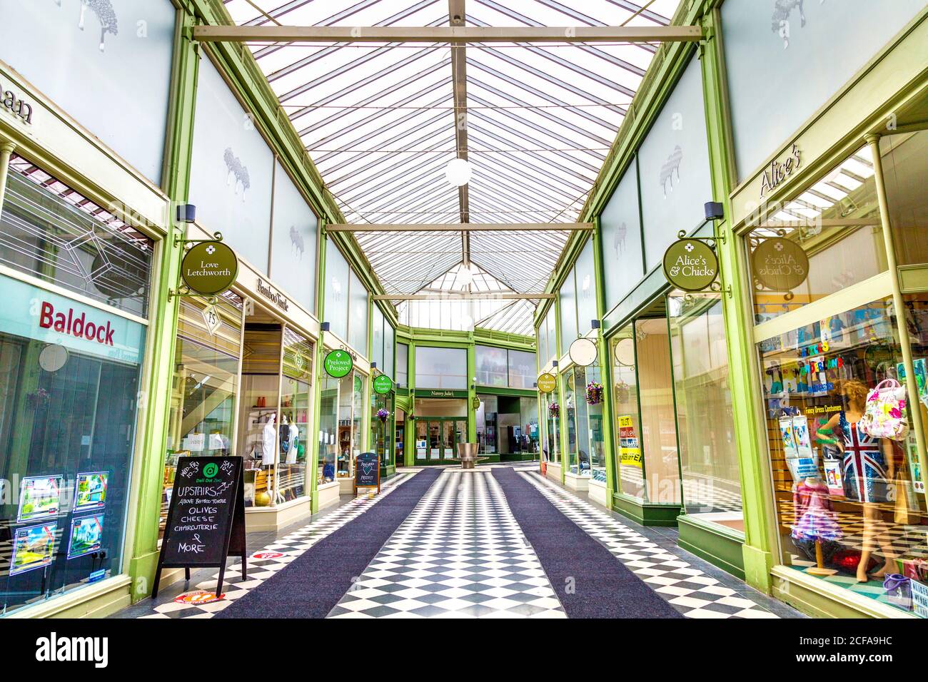 Interior of The Arcade in Letchworth Garden City, Hertfordshire, UK ...