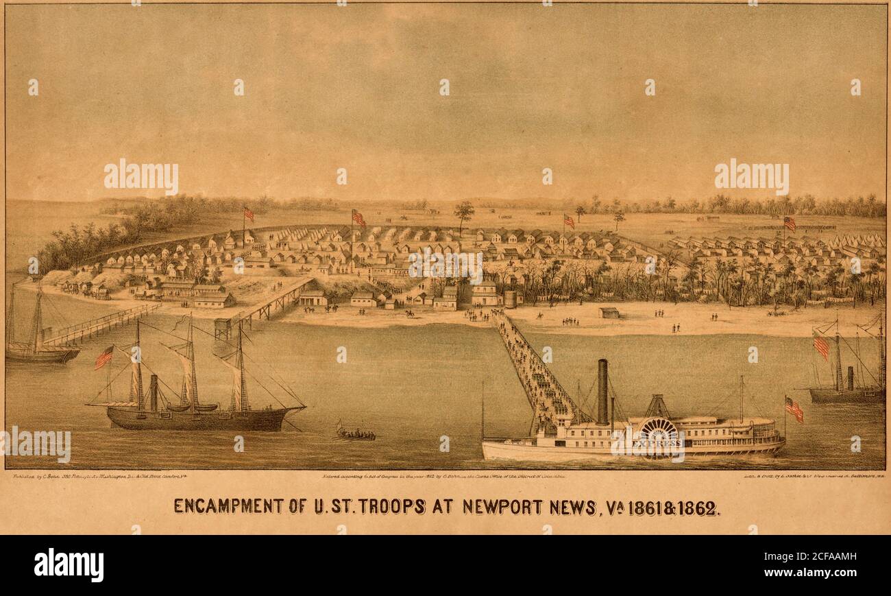 Encampment of US Federal Troops at Newport News 1861 Stock Photo - Alamy