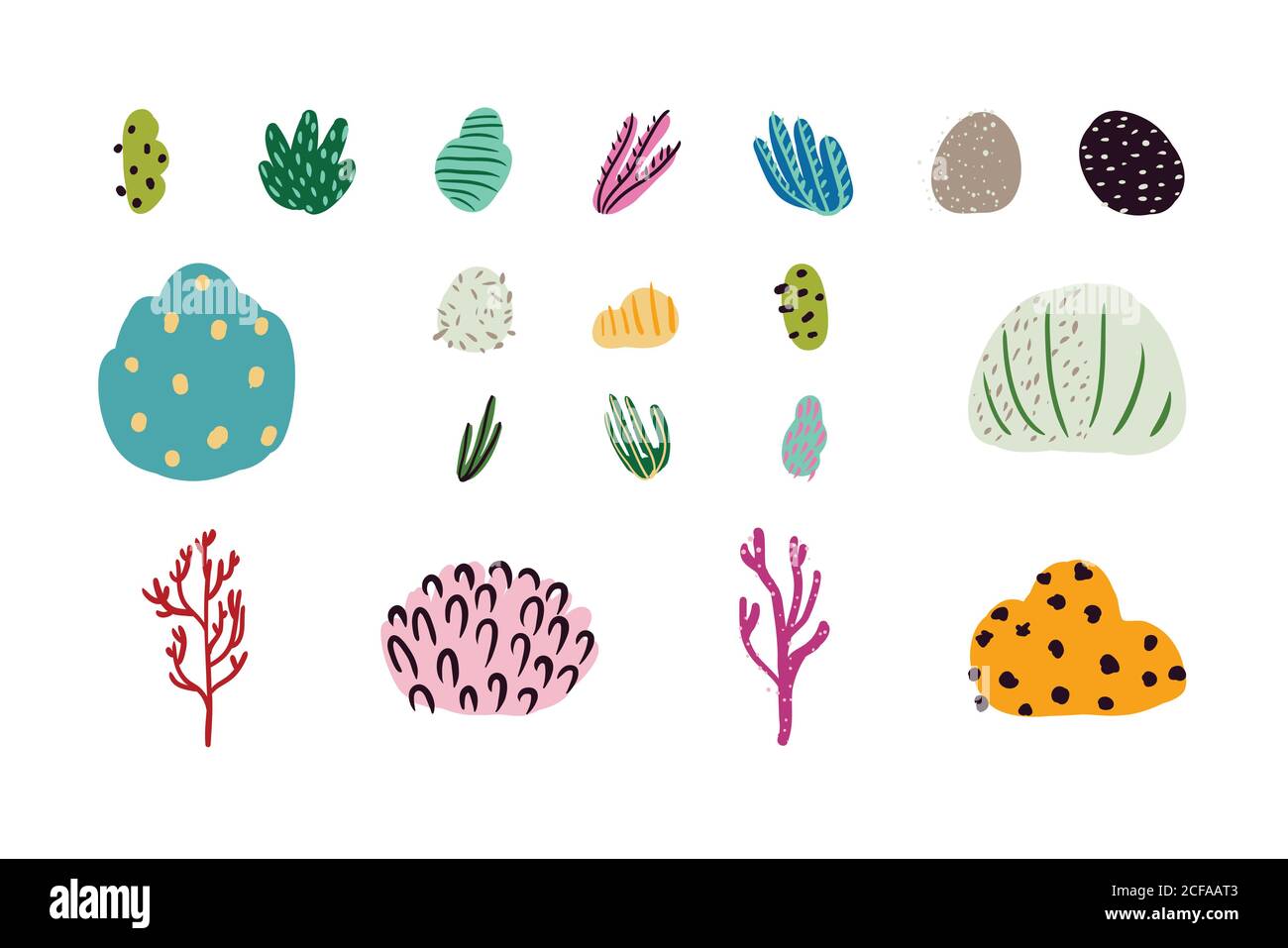 Set of colorful underwater design elements. Vector illustration Stock ...