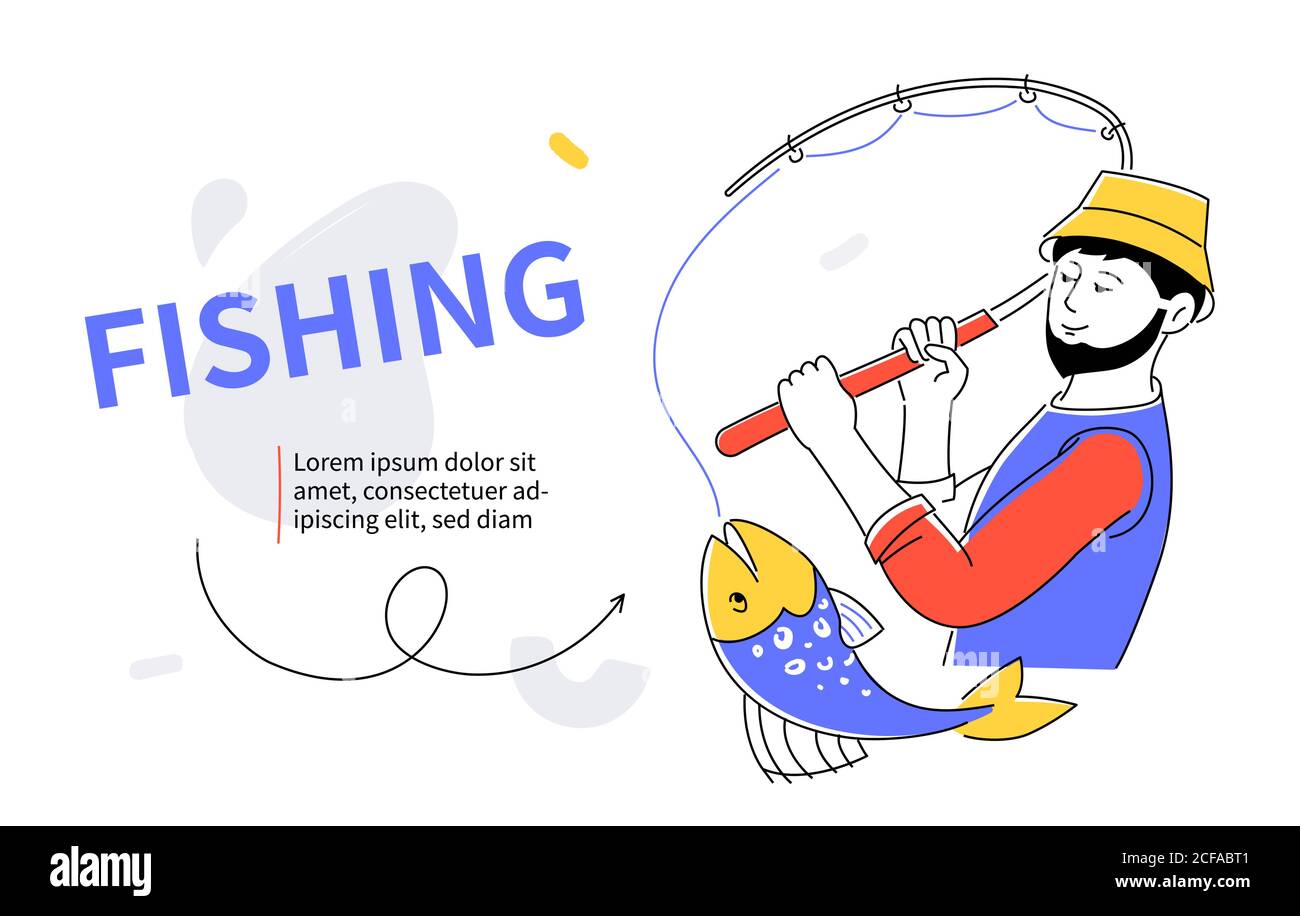 Fishing - modern colorful flat design style web banner Stock Vector ...