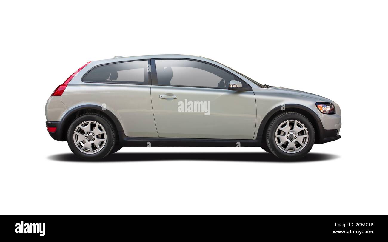 Sport hatchback car side view isolated on white Stock Photo - Alamy