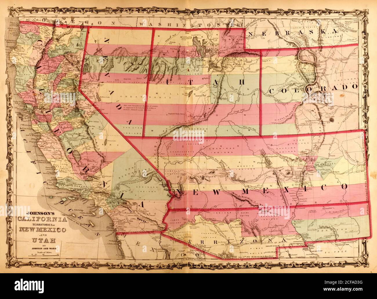 California & the Territories of Utah & Mexico - 1862 Stock Photo - Alamy