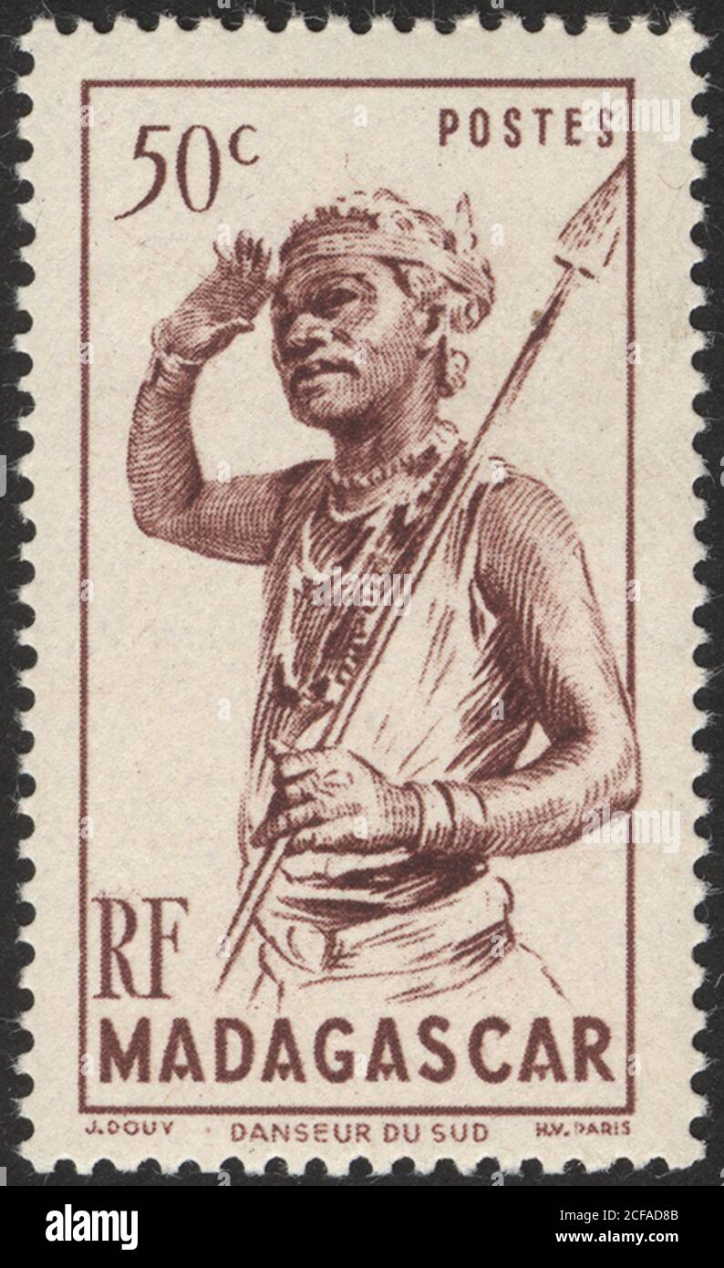 Postage stamps of the Madagascar. Stamp printed in the Madagascar ...