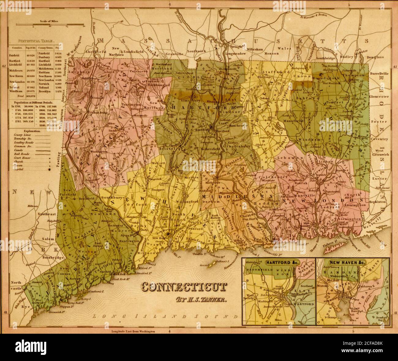Connecticut maps hi-res stock photography and images - Alamy