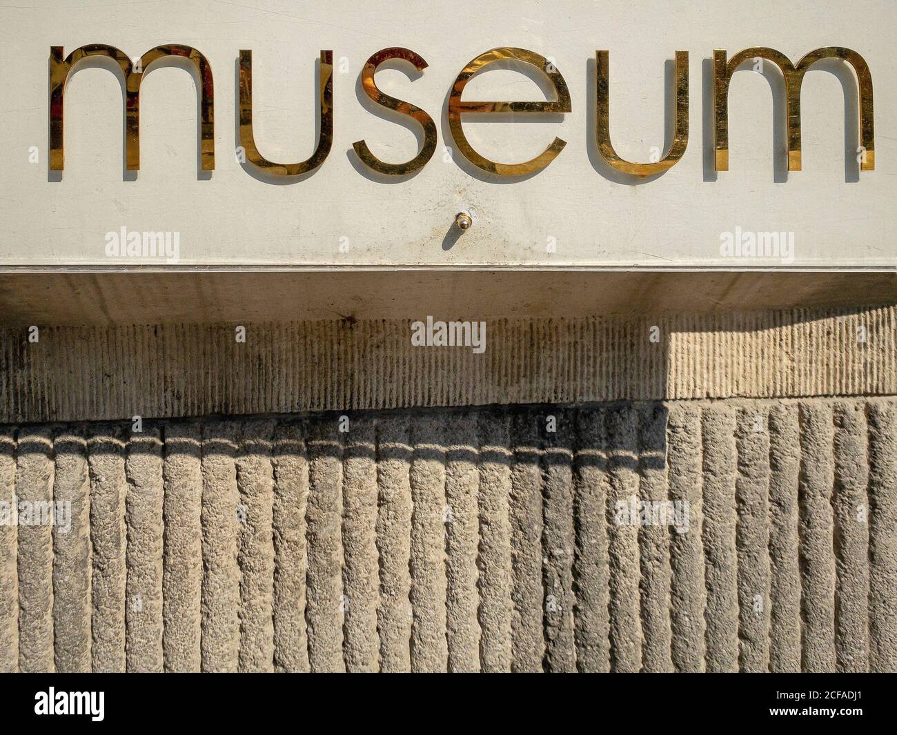 Golden Letters at Museum Building Wall Stock Photo - Alamy
