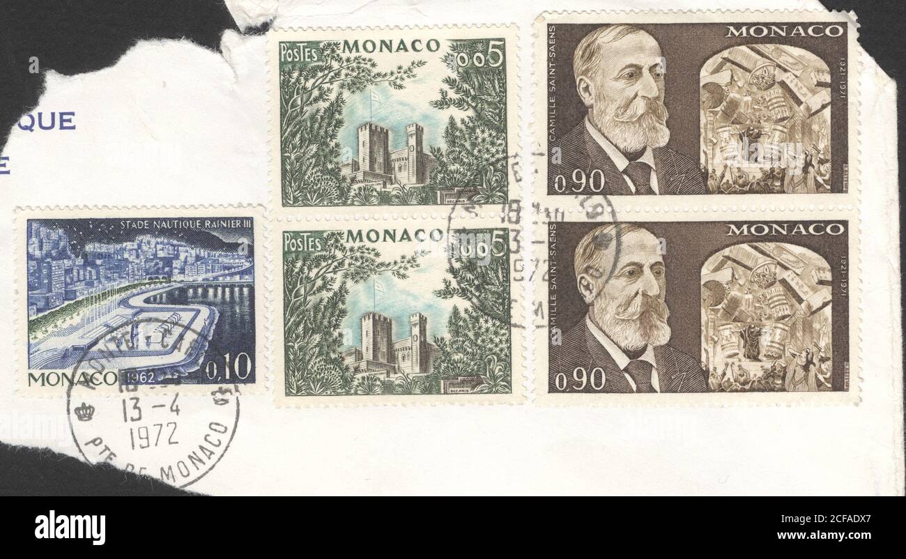 Postage stamps of the Monaco. Stamp printed in the Monaco. Stamp ...