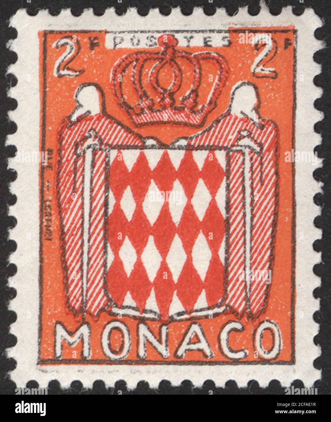 Postage stamps of the Monaco. Stamp printed in the Monaco. Stamp ...