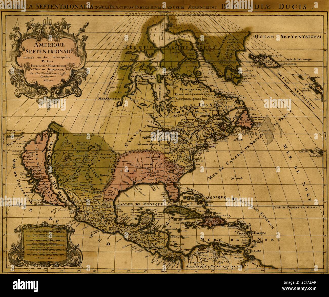 America Divided amongst Claimants - 1694 Stock Photo - Alamy