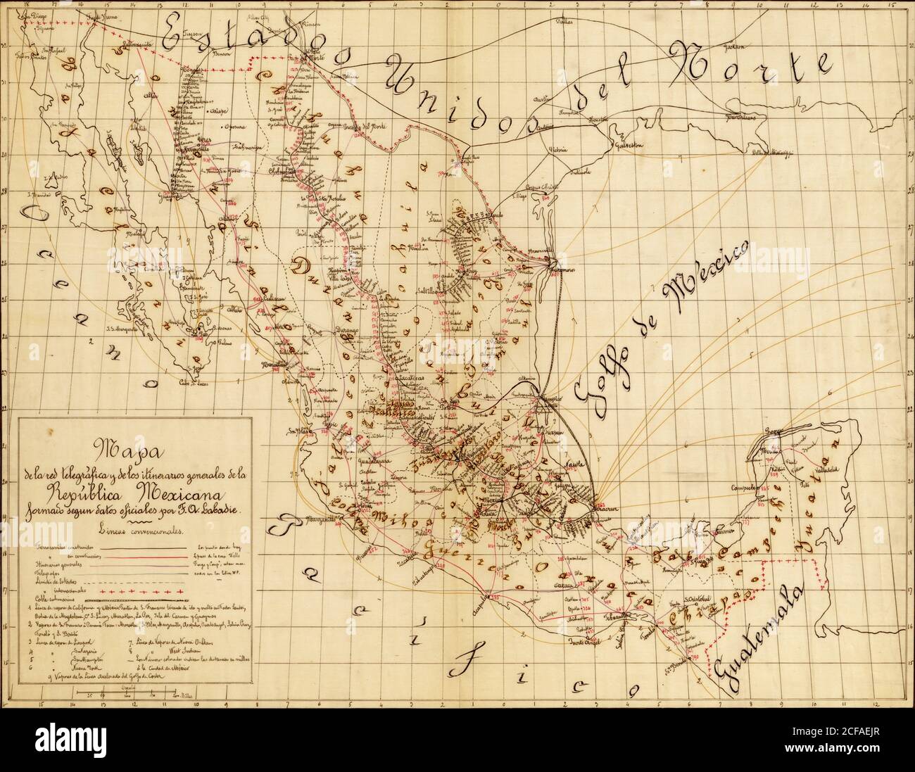 Telegraph & Communications Systems - mexico - 1884 Stock Photo - Alamy