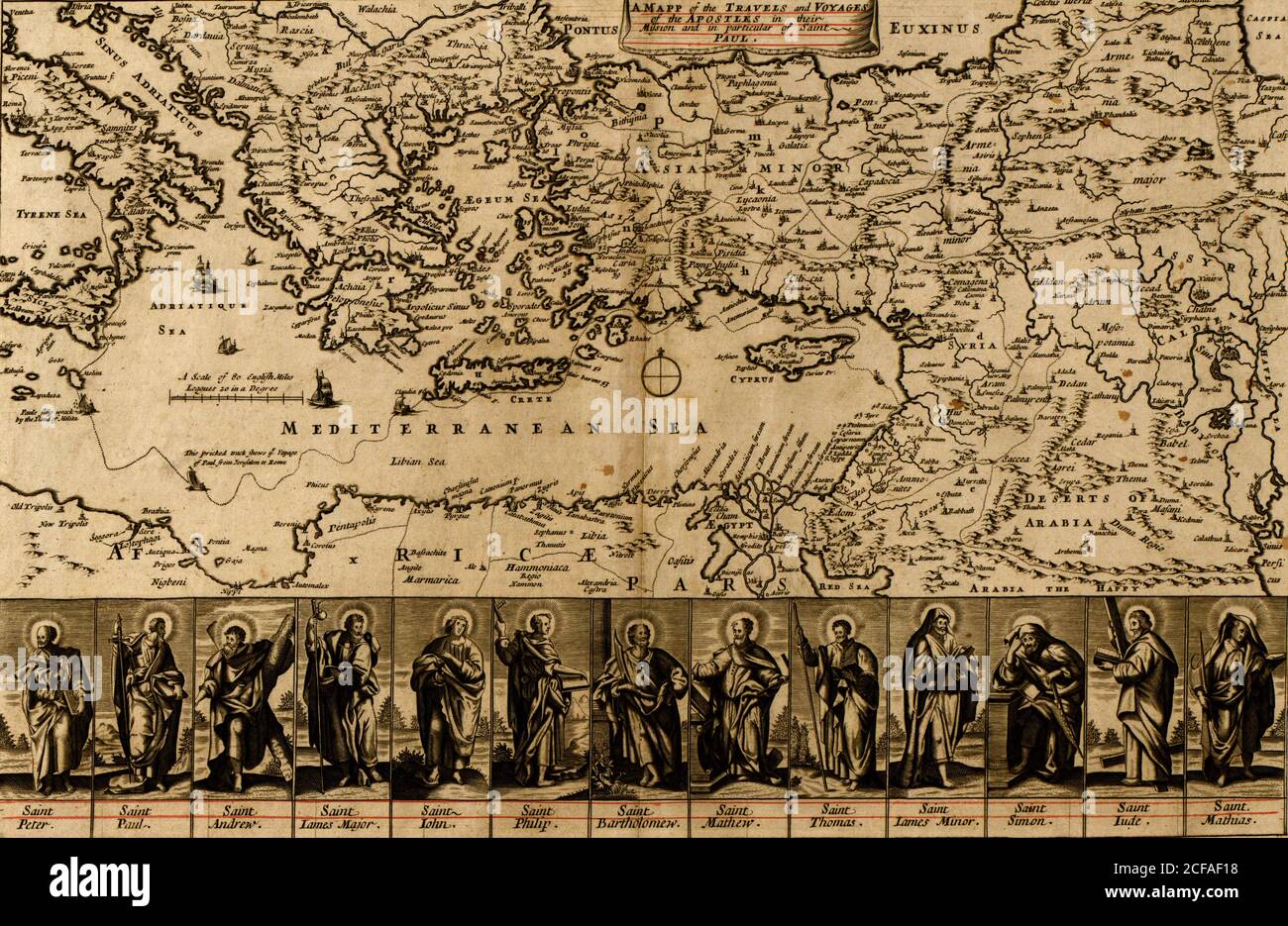 Map of the Travels & Voyages of the Apostles Stock Photo - Alamy