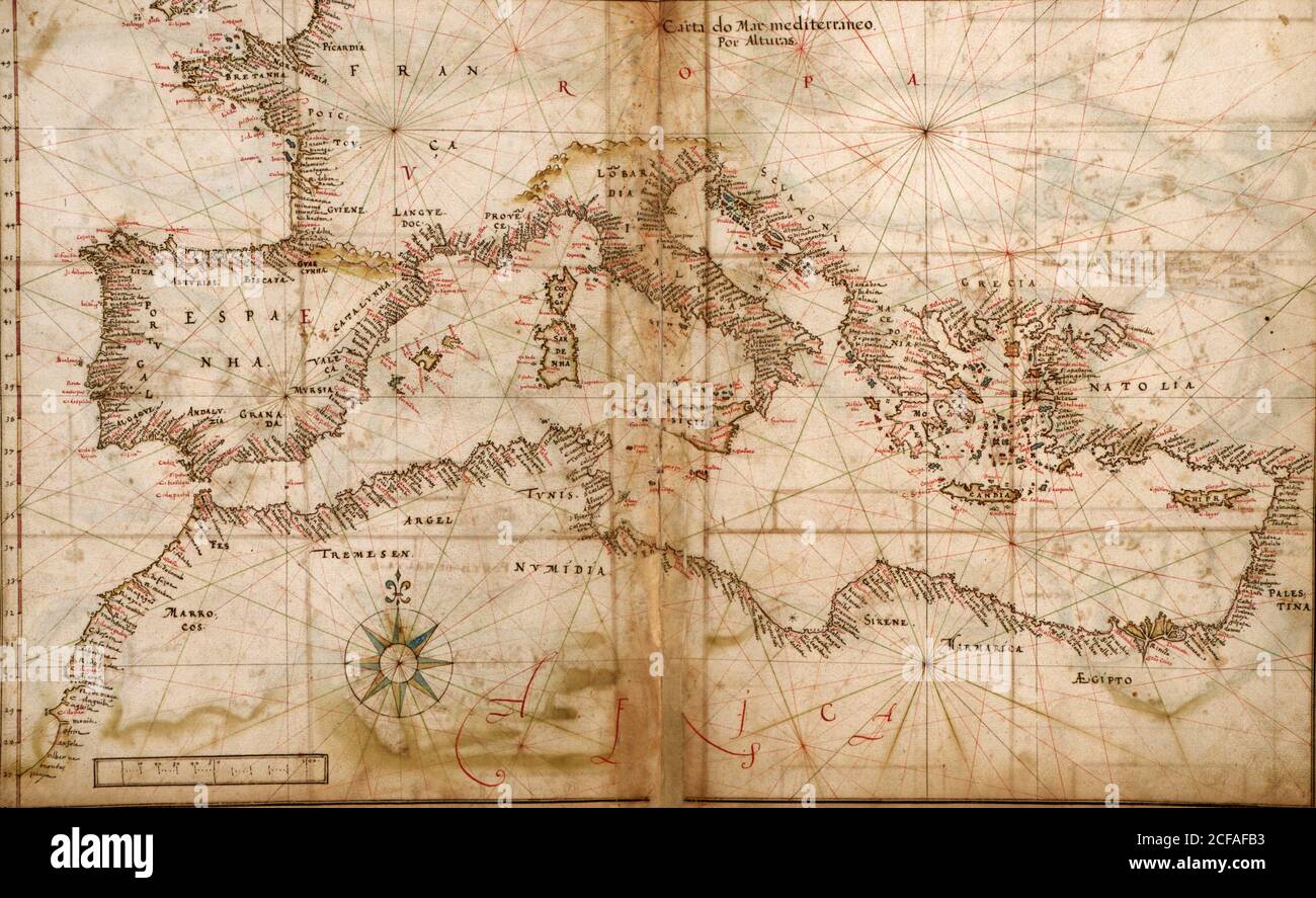 Portuguese maps of the Mediterranean Countries - 1630 Stock Photo - Alamy