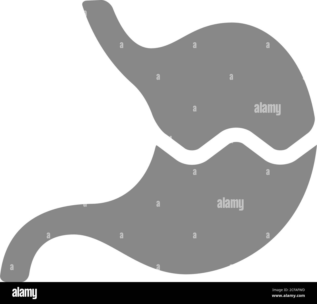 Broken human stomach grey icon. Damaged, diseased internal organ symbol ...