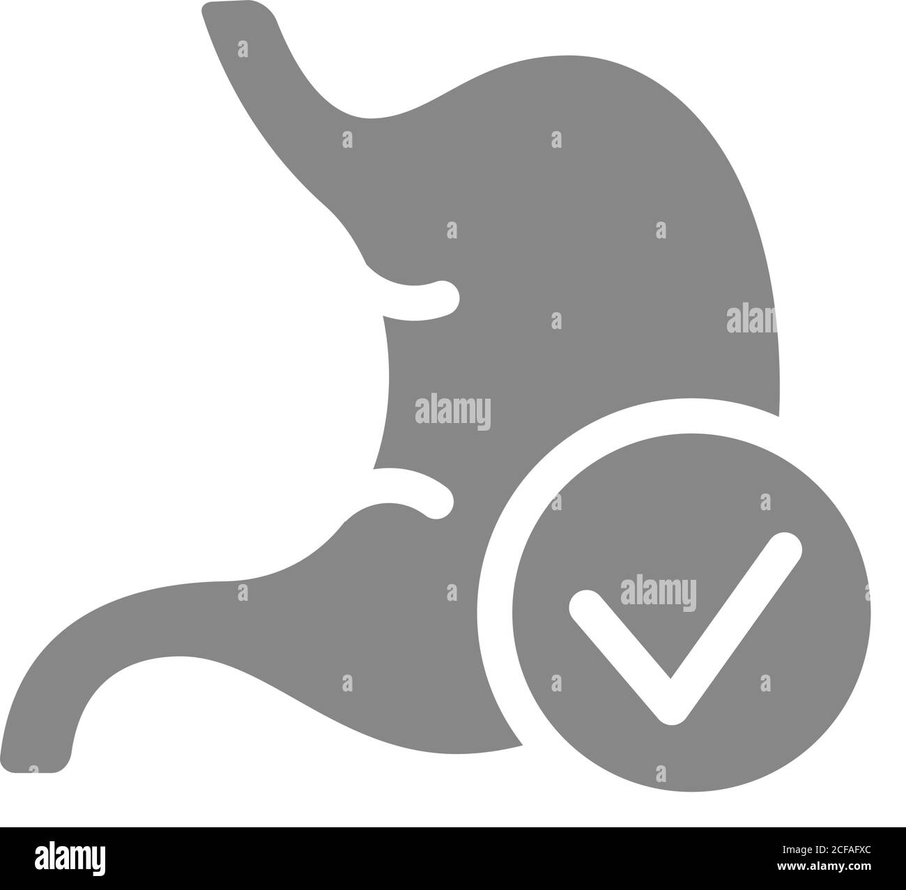 Stomach with tick checkmark grey icon. Healthy organ symbol Stock ...