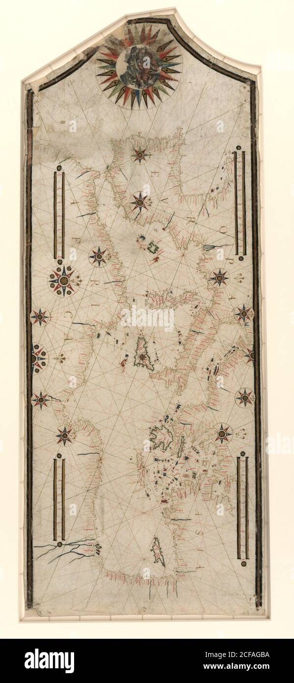 Portolan Chart of the Mediteranean & Connecting Seas - 1580 Stock Photo ...
