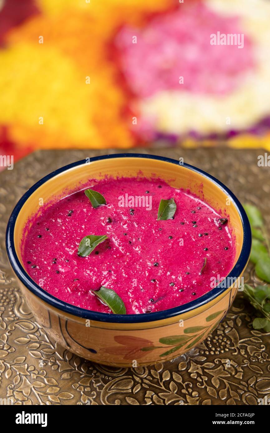 kerala Beetroot curry with a floral background Stock Photo - Alamy