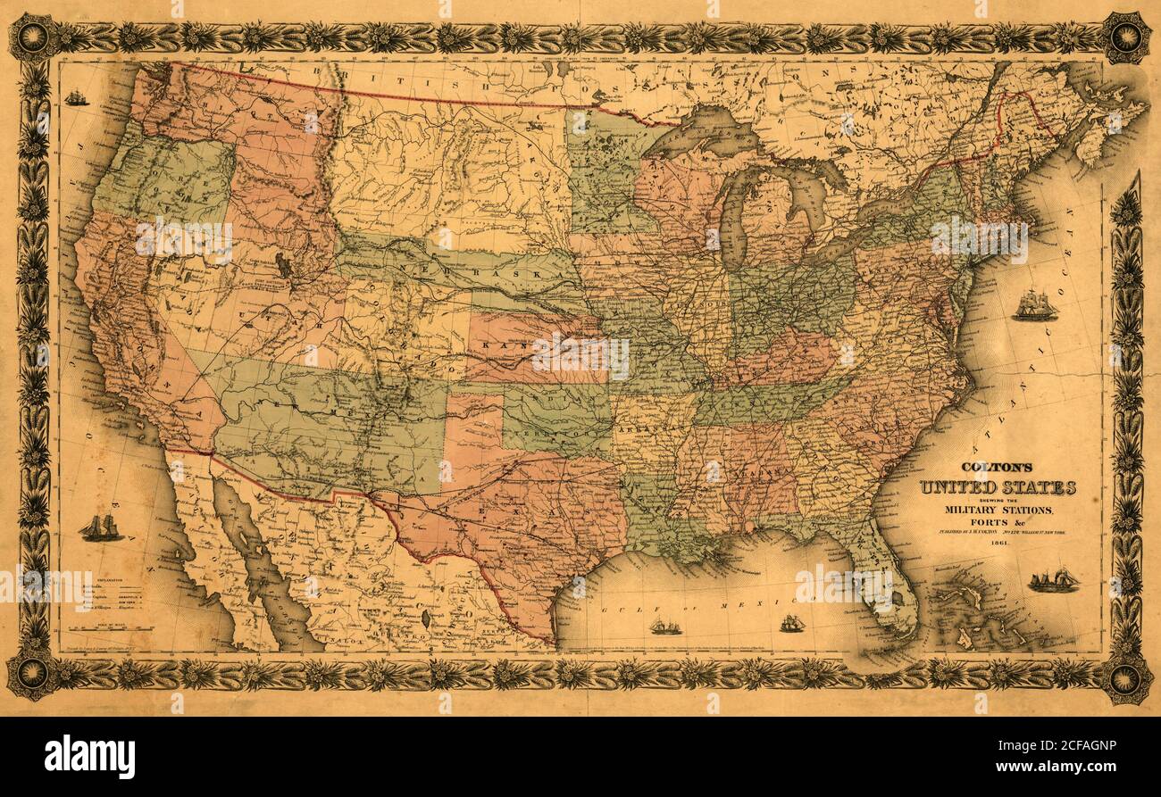 Military Forts, Posts & Bases in the United States - 1861 Stock Photo ...