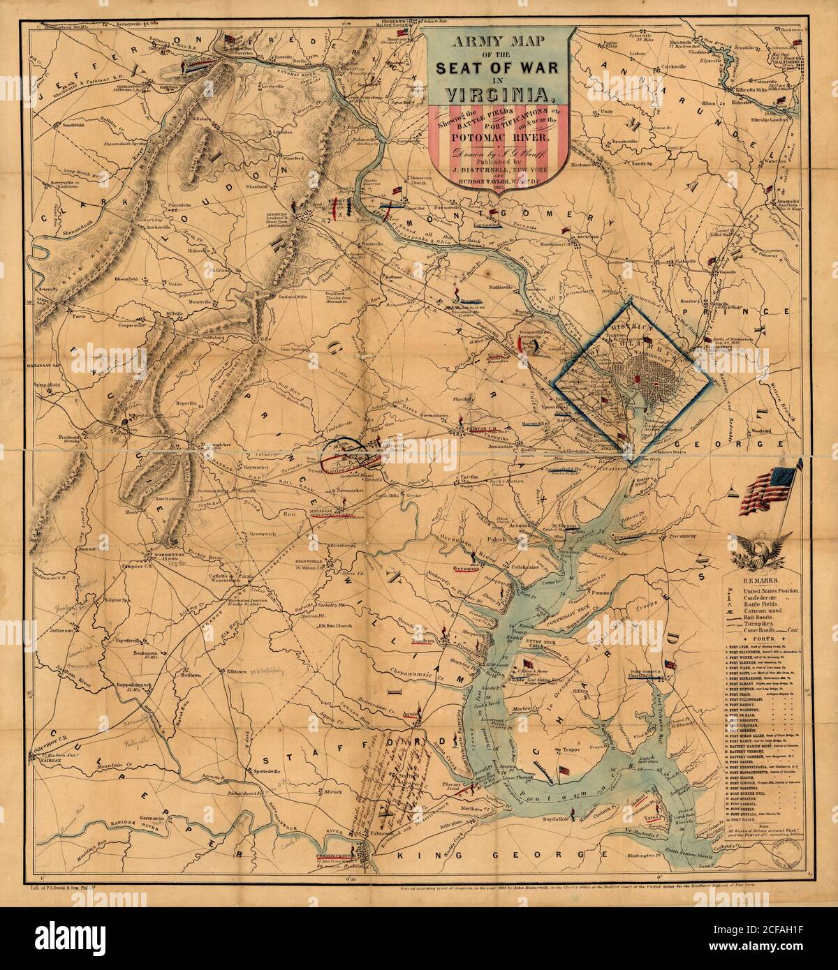 Map of civil war forts hi-res stock photography and images - Alamy