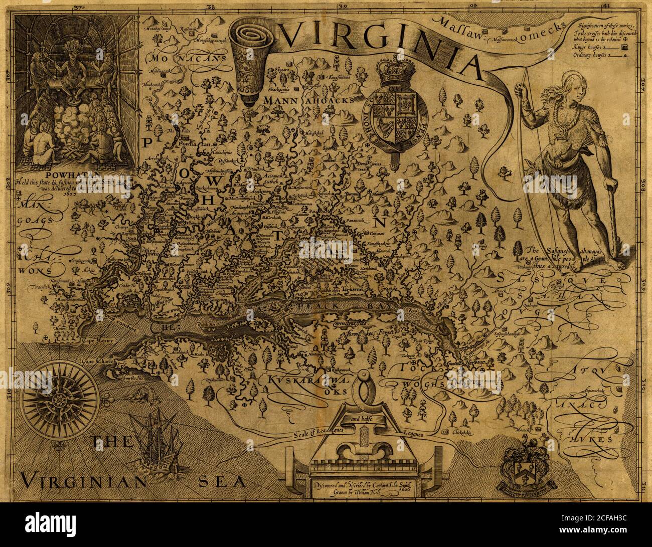 Virginia Discovered and described by john Smith - 1606 Stock Photo - Alamy