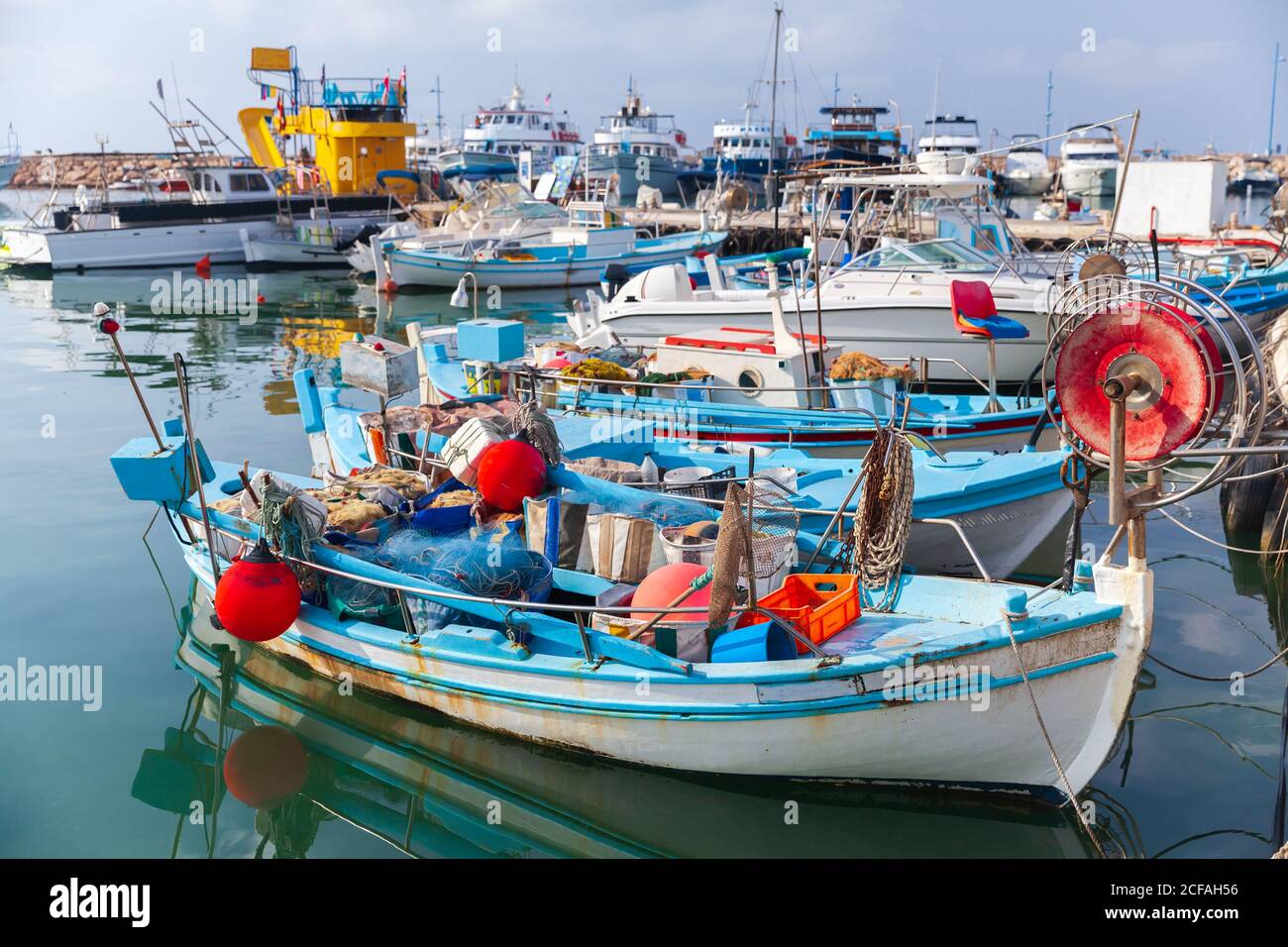 Boats moored in ayia hi-res stock photography and images - Alamy