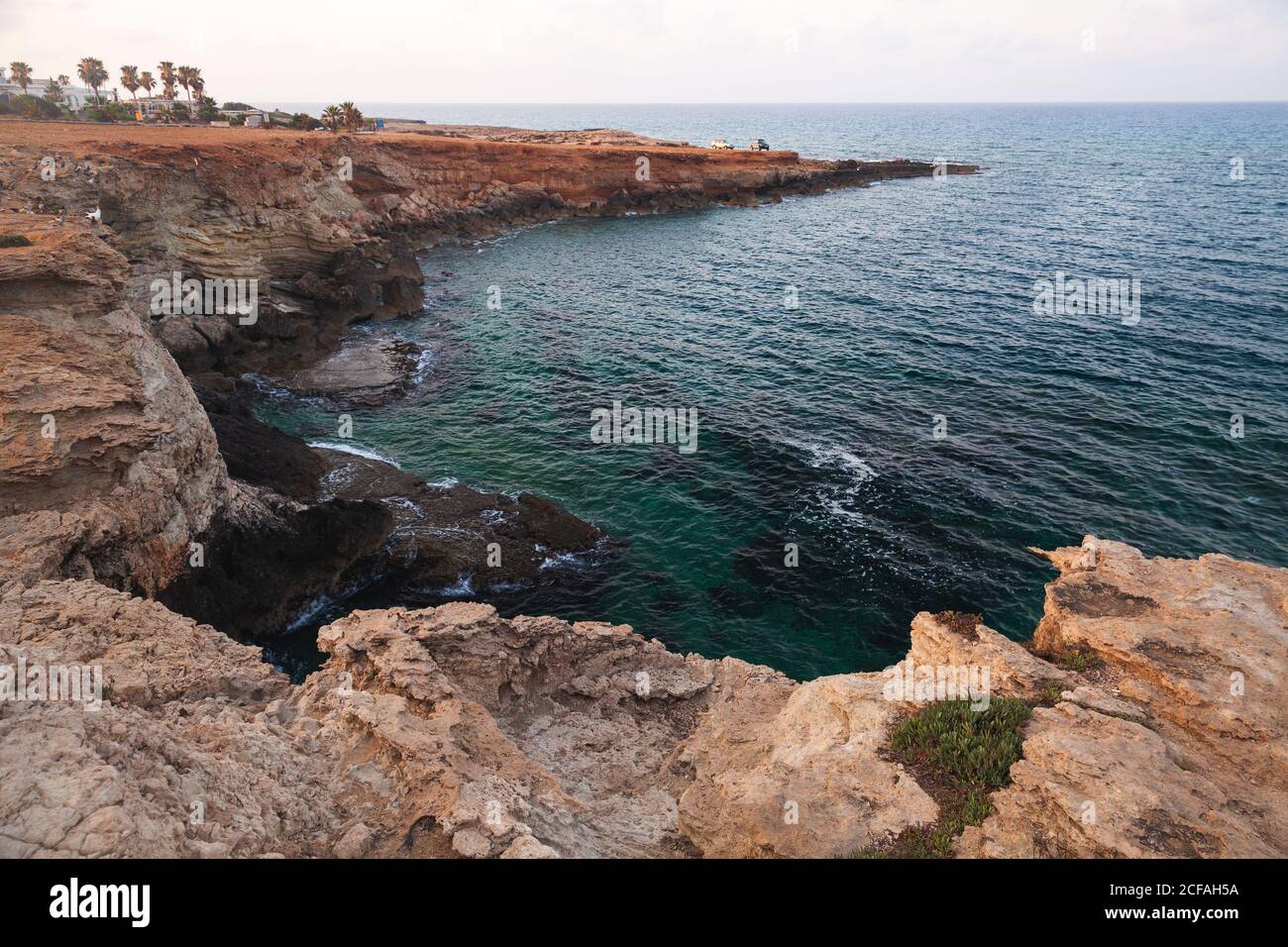 Rocky coast landscape. Mediterranean Sea. Summer landscape of Ayia Napa ...
