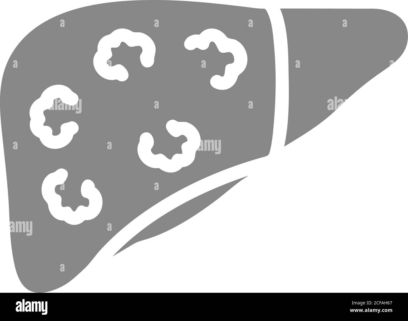 Liver with tumors gray icon. Hepatic cancer symbol Stock Vector Image ...