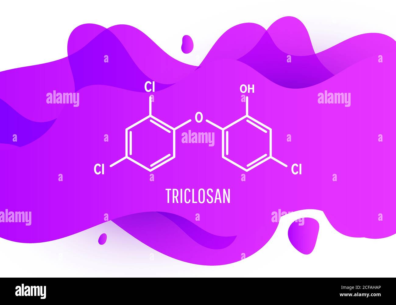 Triclosan structural chemical formula with liquid fluid gradient shape ...