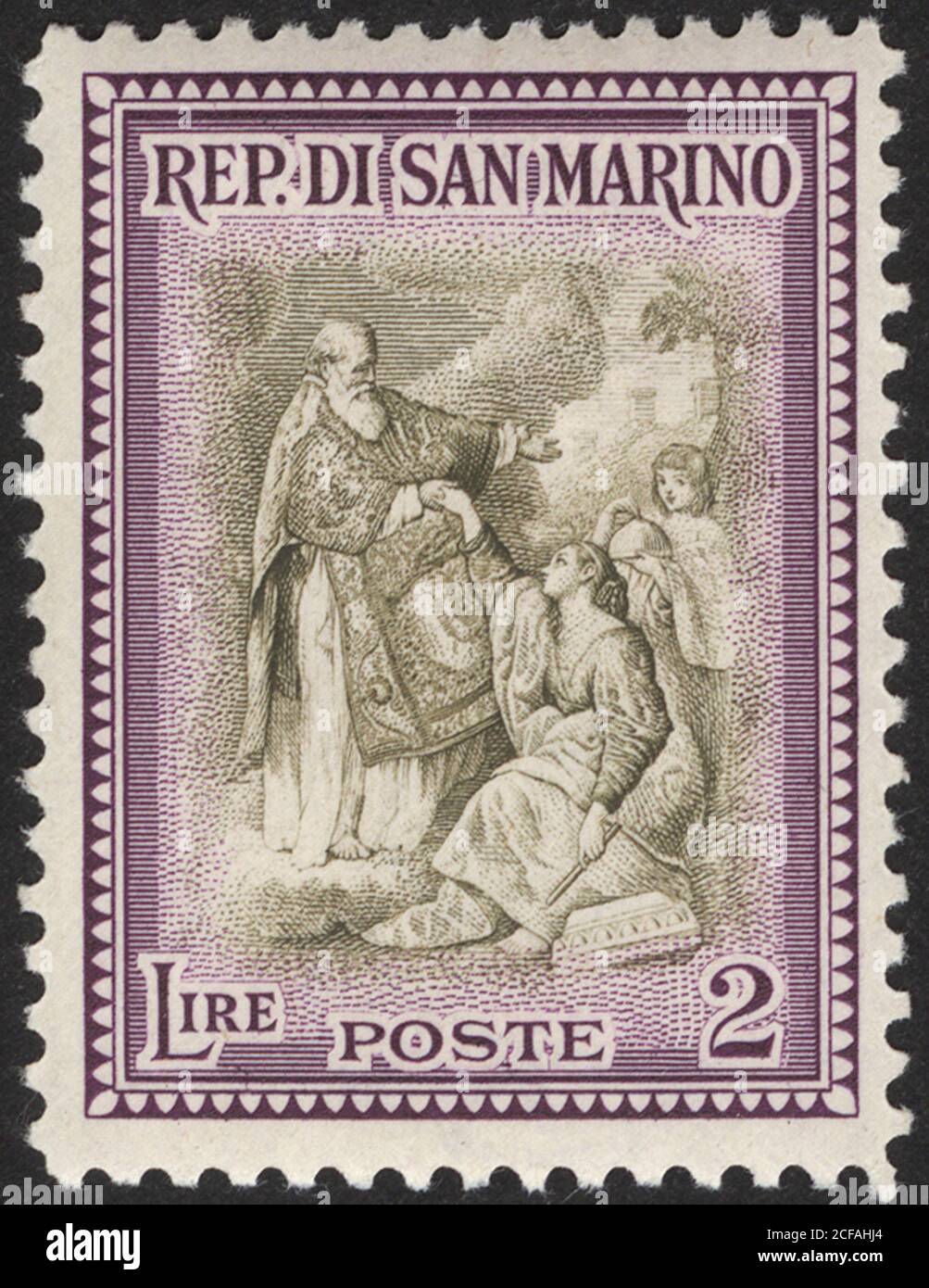 Postage stamps of the San Marino. Stamp printed in the San Marino ...