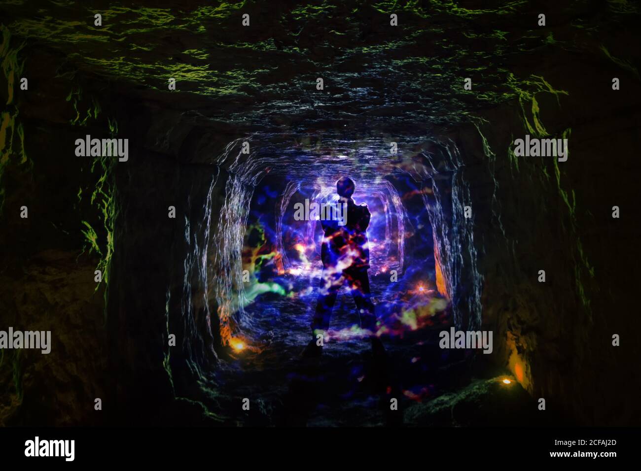 Black man in the underworld. Fantasy. Elements of image furnished by ...