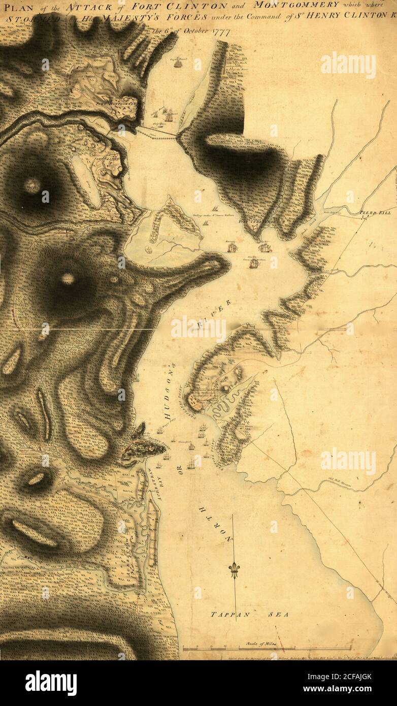 Plan of the attack of Fort Clinton and Montgomery - 1777 Stock Photo ...