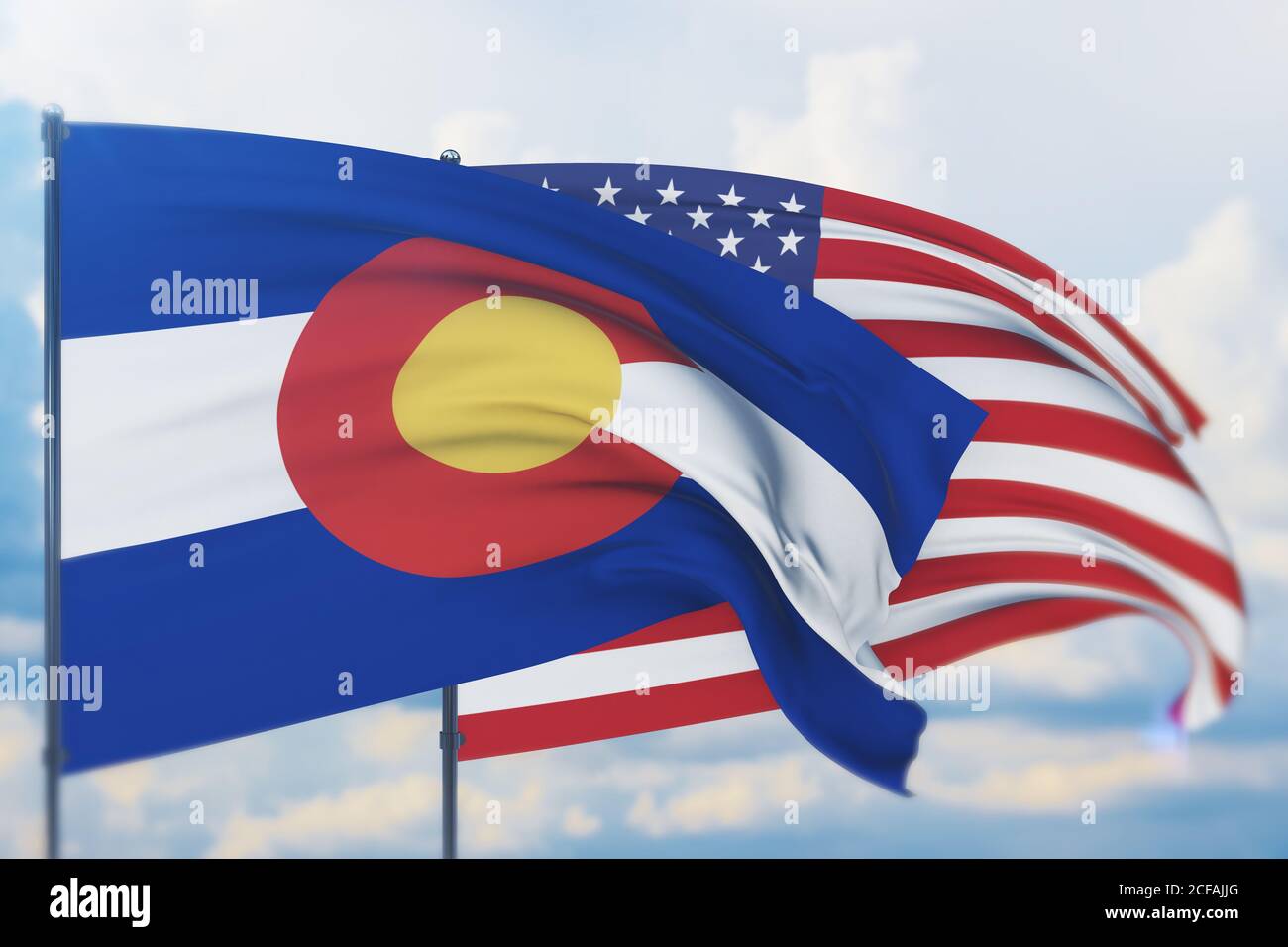 State of Colorado flag. 3D illustration, flags of the U.S. states and ...