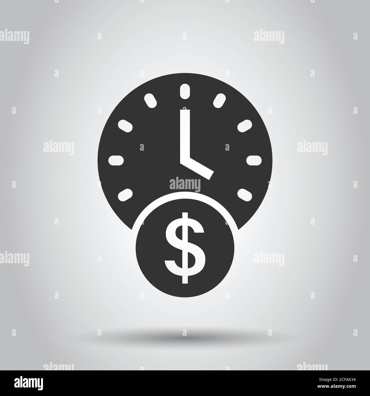 Time is money icon in flat style. Project management vector ...
