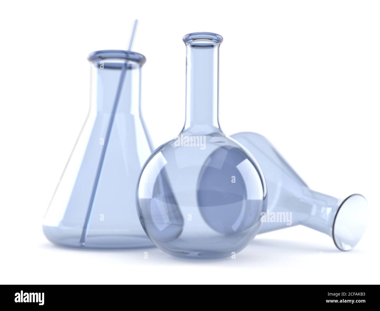 Chemistry flasks isolated on white background Stock Photo - Alamy
