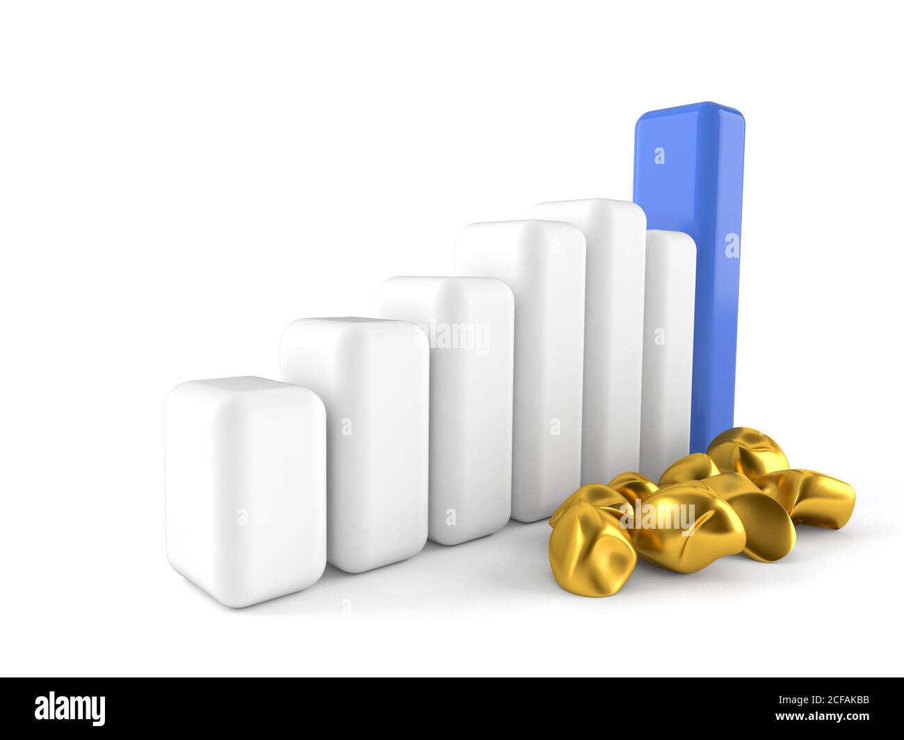 Gold nuggets with chart isolated on white background Stock Photo - Alamy